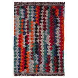 KADIMA DESIGN HOCHFLORTEPPICH mit Fransen TAFRAUT, im Berber-Stil, aus Polyester, Bunt, 160 x 230 cm