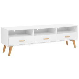 Beliani TV-M&Ouml;BEL Wei&szlig;, Hellbraun LIBERTY 40/180/55 cm