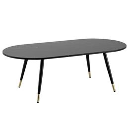 KADIMA DESIGN COUCHTISCH oval in Marmor-Optik &ndash; mit Metallgestell im modernen Design, Schwarz 120x60x42 cm