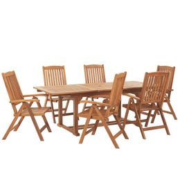 Beliani GARTENM&Ouml;BEL SET 6-Sitzer Akazienholz hellbraun Java