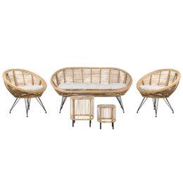 Beliani 4-SITZER LOUNGE SET Rattan Nat&uuml;rlich Maratea/Cesenatico