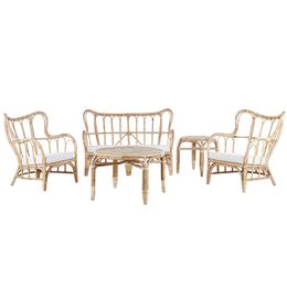 Beliani GARTENM&Ouml;BEL-SET 4-sitzer Rattan Beige Brindisi