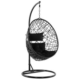 Beliani H&Auml;NGESESSEL mit Gestell PE Rattan schwarz 96 cm Alatri