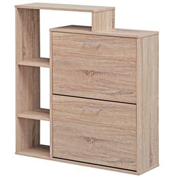 KADIMA DESIGN SCHUHKIPPER &ndash; Sonoma Eiche, f&uuml;r ca. 12 Paar Schuhe, MDF-Holz