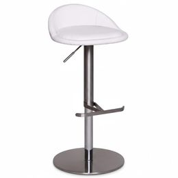 KADIMA DESIGN BARHOCKER H&ouml;henverstellbar Edelstahl Halbrunde R&uuml;ckenlehne DONAU, Wei&szlig; 43x43x90 cm