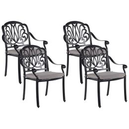 Beliani GARTENSTUHL 4er-Set Aluminium schwarz Ancona