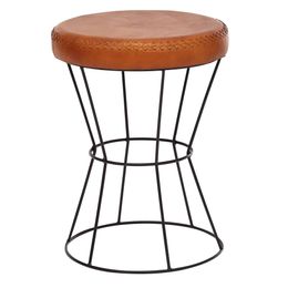 KADIMA DESIGN SITZHOCKER &ndash; Echtleder, Industrial-Stil