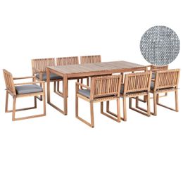 Beliani GARTENM&Ouml;BEL Set 8-Sitzer Grau meliert Sassari Premium
