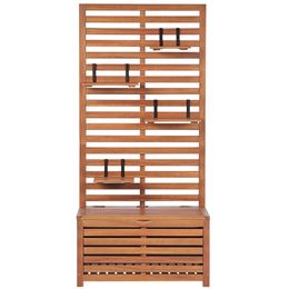 Beliani GARTENBANK Akazienholz hellbraun mit Stauraum Wandpaneel 80 cm Matino