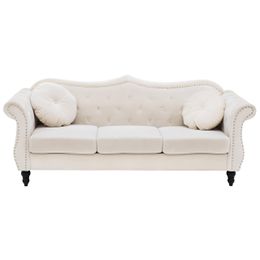 Beliani 3-SITZER-SOFA Samtstoff Beige Skien