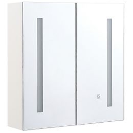 Beliani BAD SPIEGELSCHRANK wei&szlig;/silber mit LED-Beleuchtung 60/60 cm Chabunco