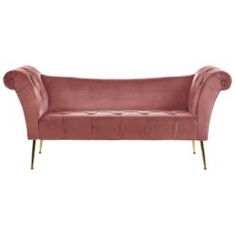 Beliani CHAISELONGUE Samtstoff rosa/gold Nantilly