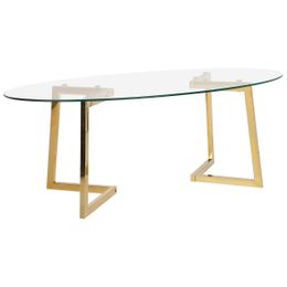 Beliani COUCHTISCH Glas Gold oval Fresno