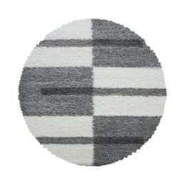 KADIMA DESIGN TEPPICH Hochflor WERFEN in Hellgrau, kariert, &Oslash; 200 cm