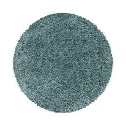 KADIMA DESIGN TEPPICH Hochflor SPREE in T&uuml;rkis, einfarbig, &Oslash; 160 cm