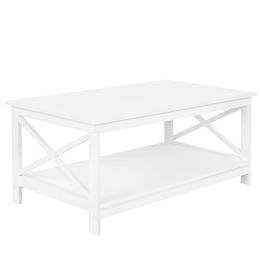 Beliani COUCHTISCH wei&szlig; rechteckig 55/100 cm Foster