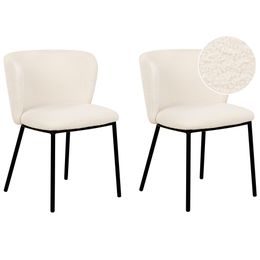 Beliani ESSZIMMERSTUHL 2er-Set Boucl&eacute; cremewei&szlig; Mina
