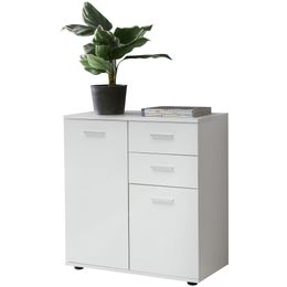 KADIMA DESIGN KOMMODE &ndash; Wei&szlig;, 2 T&uuml;ren, 2 Schubladen, kratzfest, melaminbeschichtet