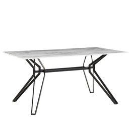 Beliani ESSTISCH 160/90/75 cm Wei&szlig; schwarz Rechteckig Ballina