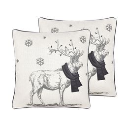Beliani DEKOKISSEN 2er-Set Cremewei&szlig; 45/45 cm Sven