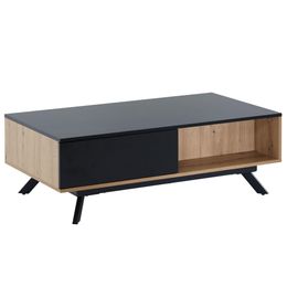 KADIMA DESIGN COUCHTISCH Eiche-Dekor Schwarz mit Stauraum, Wasserabweisend, 110x60x38 cm