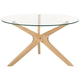 Beliani COUCHTISCH Glas transparent/hellbraun 80 cm Valley