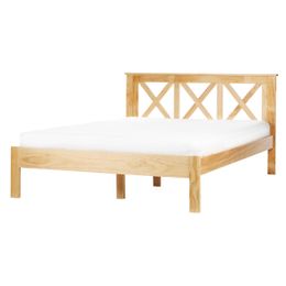 Beliani BETT mit Lattenrost 140x200 cm Heller Holzfarbton Tannay