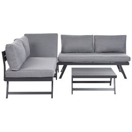 Beliani LOUNGE SET 5-Sitzer modular schwarz Auflagen dunkelgrau Coccorino