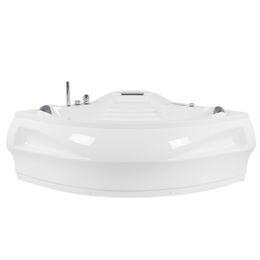 Beliani WHIRLPOOL-BADEWANNE mit LED 145x210x67 cm wei&szlig; Monaco V3