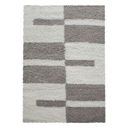 KADIMA DESIGN HOCHFLORTEPPICH WERFEN, kariert, Beige, 120 x 170 cm