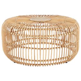 Beliani GARTEN-BEISTELLTISCH Rattan nat&uuml;rlich 85 cm Randazzo