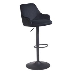 KADIMA DESIGN BARHOCKER Samt Lehne H&ouml;henverstellbar Trompetenfu&szlig; Armlehne Gepolstert, Schwarz 45x45x106 cm