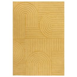 KADIMA DESIGN TEPPICH aus Wolle LEVEN in Ocker, geometrisch, 160 x 230 cm