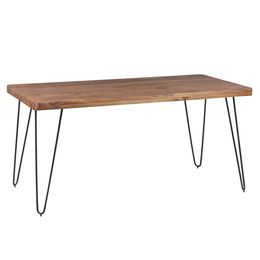 KADIMA DESIGN ESSTISCH Massivholz Metallbeine Handgefertigt BALU, Braun 120x80x76 cm