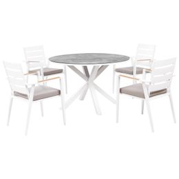 Beliani GARTENTISCH-SET 4-Sitzer Wei&szlig; Maletto/Taviano