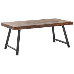 Beliani ESSTISCH 180/90 Dunkler Holzfarbton/Schwarz Warton
