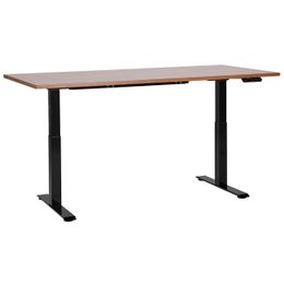 Beliani SCHREIBTISCH braunschwarz 180/80 cm elektrisch h&ouml;henverstellbar Destin III