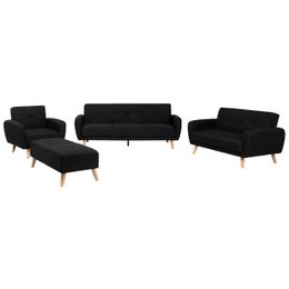 Beliani 6-SITZER SOFA SET mit Ottomane Polyester Schwarz Florli