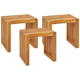 Beliani GARTENSTUHL 3er-Set Holz Heller Holzfarbton Bellano