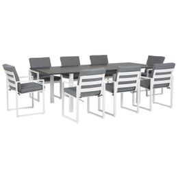 Beliani GARTENM&Ouml;BEL SET 8-Sitzer Aluminium dunkelgrau Pancole