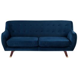 Beliani 3-SITZER-SOFA Samtstoff Marineblau Bodo