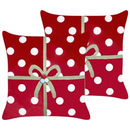 Beliani DEKOKISSEN 2er-Set Rot 45/45 cm Gumdrop