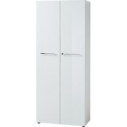 KADIMA DESIGN AKTENSCHRANK MUENCHEN 80x37x196cm | 5 Ordnerh&ouml;hen | Glasfront & Abschlie&szlig;bar | Wei&szlig;