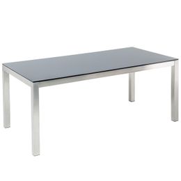 Beliani GARTENTISCH Glas schwarz 180/90 cm Grosseto