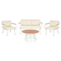 Beliani LOUNGE-SET 4-sitzer Stahl Beige Montesilvano