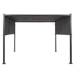 Beliani PERGOLA mit LED-Beleuchtung Stahl dunkelgrau 310/310 cm Parga
