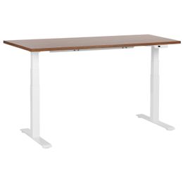 Beliani SCHREIBTISCH braunwei&szlig; 160/72 cm elektrisch h&ouml;henverstellbar Destin III