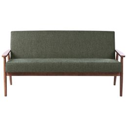 Beliani SOFA 3-Sitzer Dunkelbraun/Gr&uuml;n Esrum