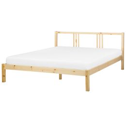 Beliani BETT mit Lattenrost 160x200 cm Heller Holzfarbton Vannes