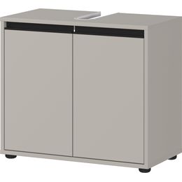 KADIMA DESIGN WASCHBECKENUNTERSCHRANK 63 cm mit zwei T&uuml;ren und Einlegeboden | Steingrau
